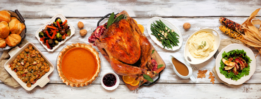 Thanksgiving Dinner-Turkey, Green Bean Casserole, Sweet Potatoes ...